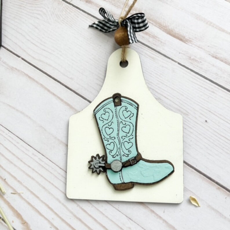 Cowboy Boot Ear Tag Charm SVG - Etsy
