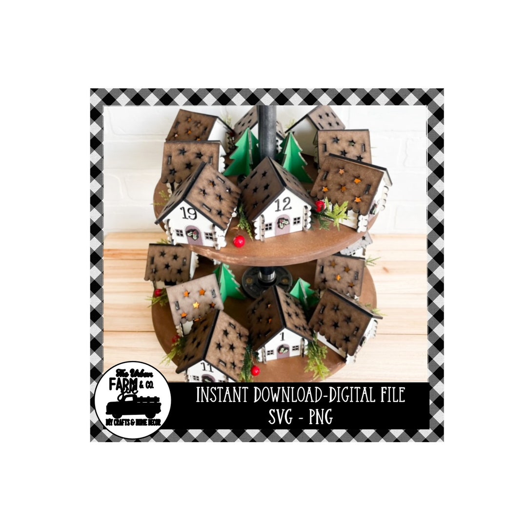 Christmas House Countdown Farmhouse Gingerbread SVG Laser File - Etsy