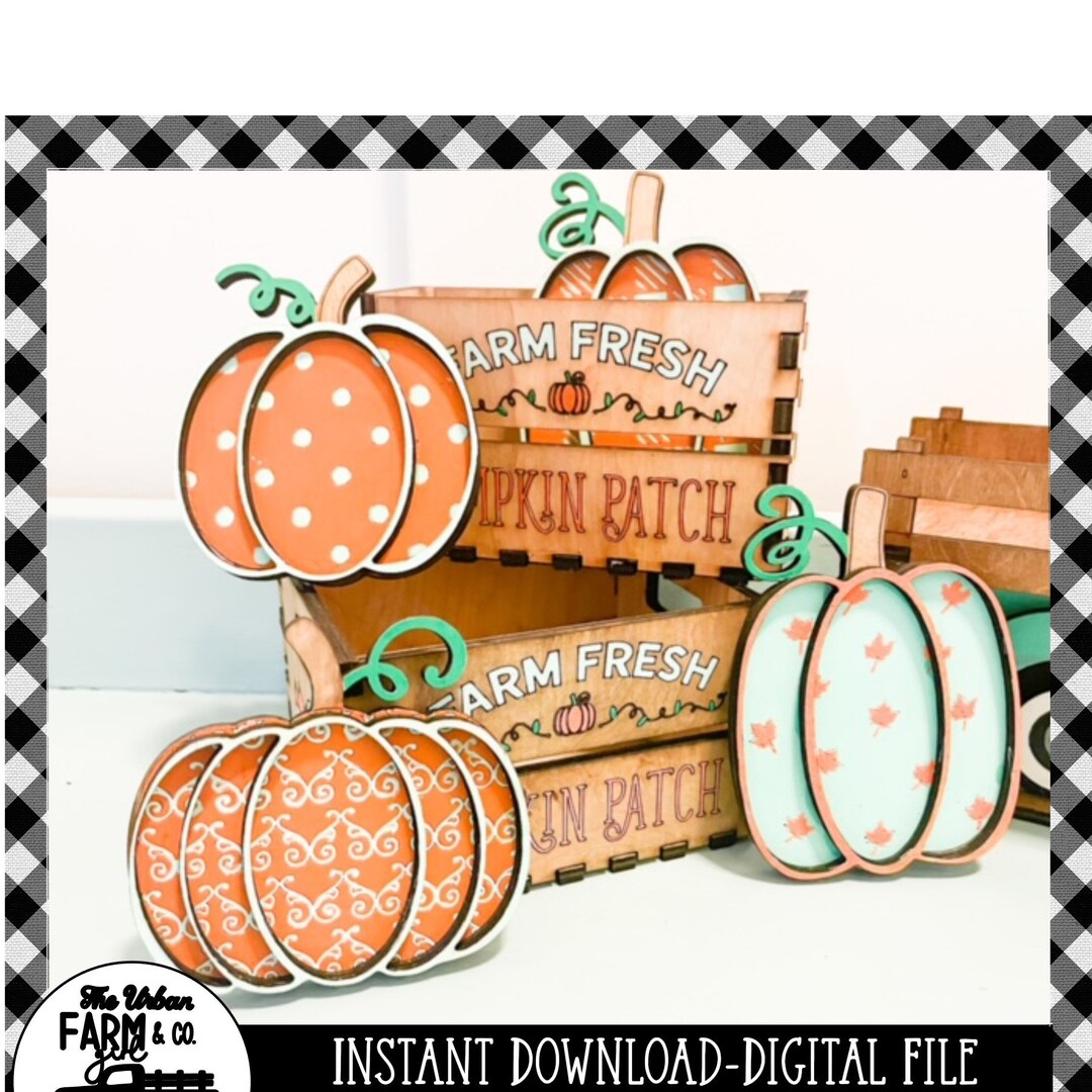 Pumpkin Patch Crate Glowforge Laser Cut File Fall Autumn - Etsy