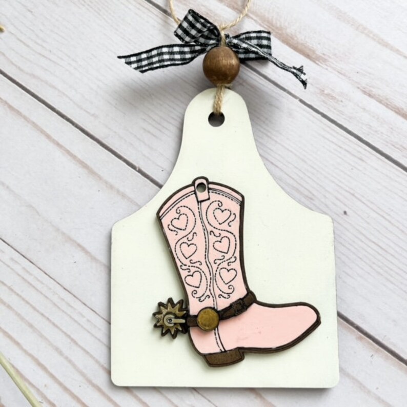 Cowboy Boot Ear Tag Charm SVG - Etsy