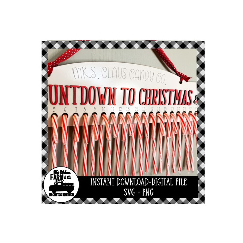 Mrs. Claus Christmas Countdown Candy Cane SVG Laser Cutting - Etsy