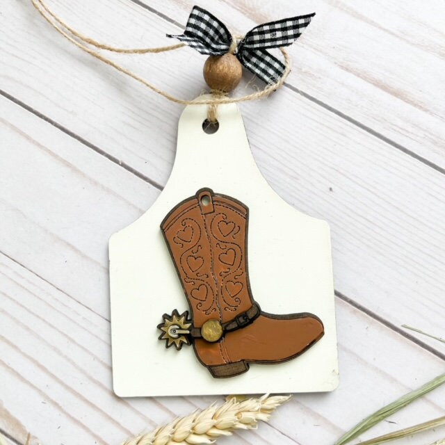 Cowboy Boot Ear Tag Charm SVG - Etsy