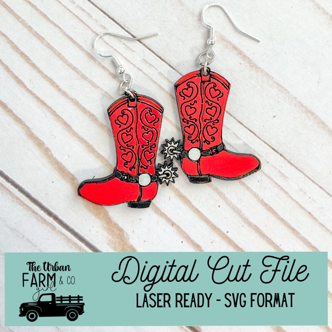 Cowboy Boot Earring SVG File - Etsy