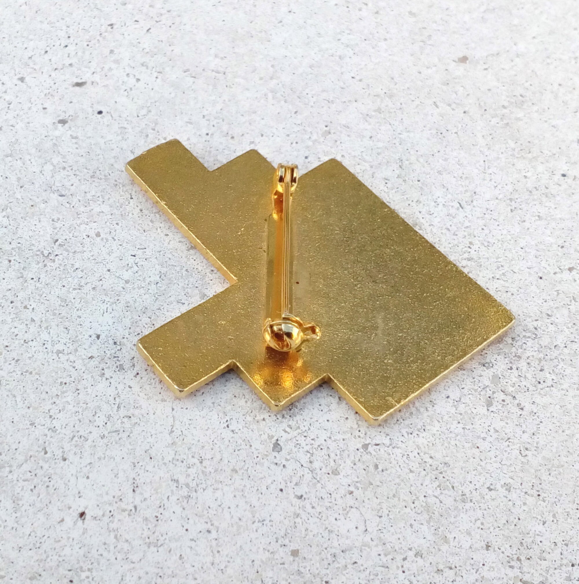 Vintage Geometric Chevron Pin Gold Tone Pink and Blue Enamel Pin ...