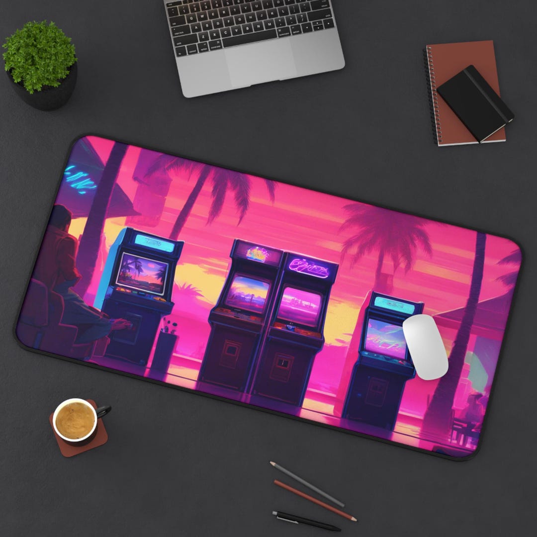 Lofi Synth Arcade Desk Mat TCG Playmat - Gamer Desk Pad - PC Gamer Mat ...