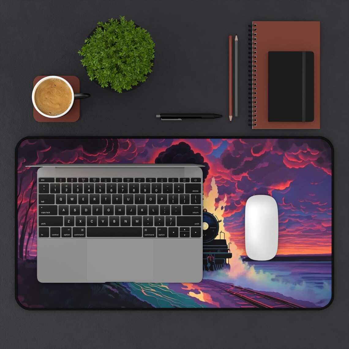 Lofi Colorful Steam Engine Desk Mat Aesthetic MTG Playmat - Gamer Desk ...
