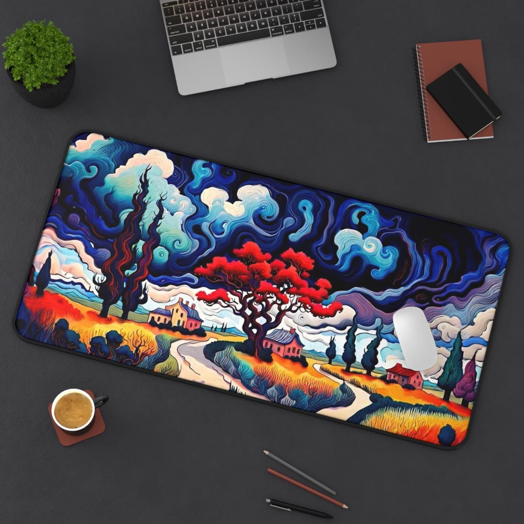 Autumn Starry Night Desk Mat Aesthetic Playmat - Gamer Desk Pad - PC ...