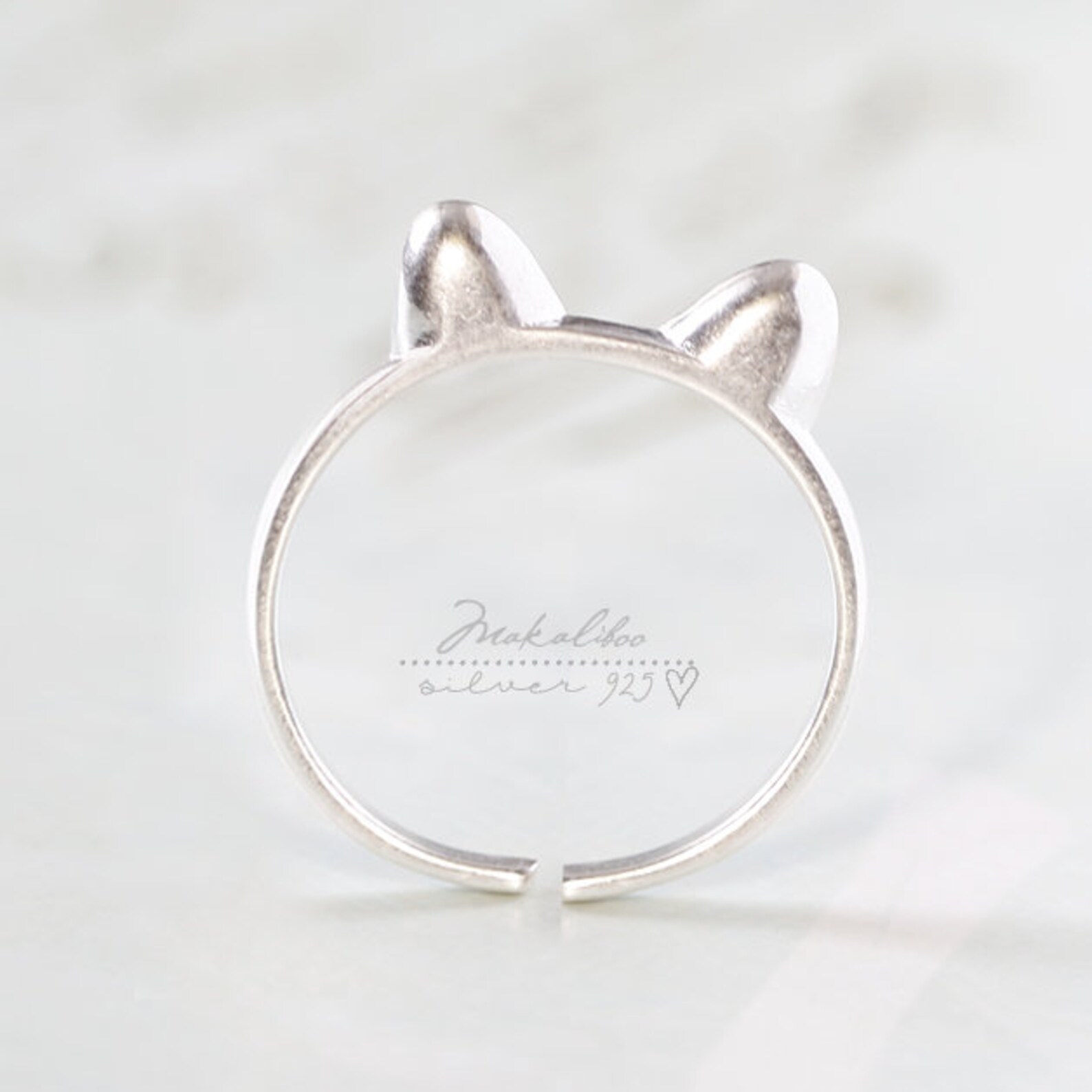 Silver Adjustable Ring Cat Ears A Gift for HER Cat Ears - Etsy
