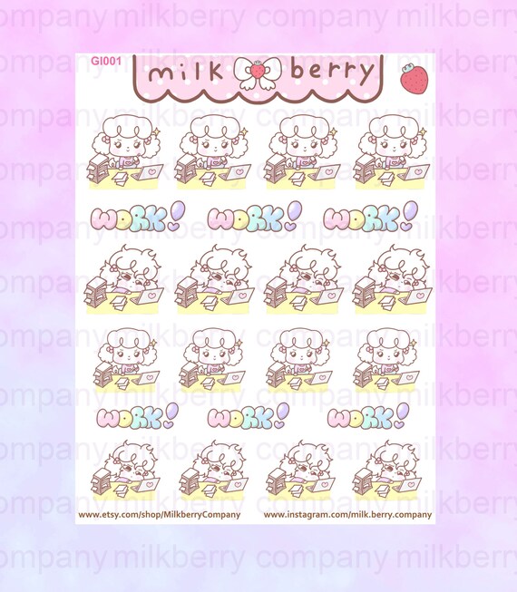 Working Hard Work Job Busy Overtime Kawaii Planner Stickers | Etsy