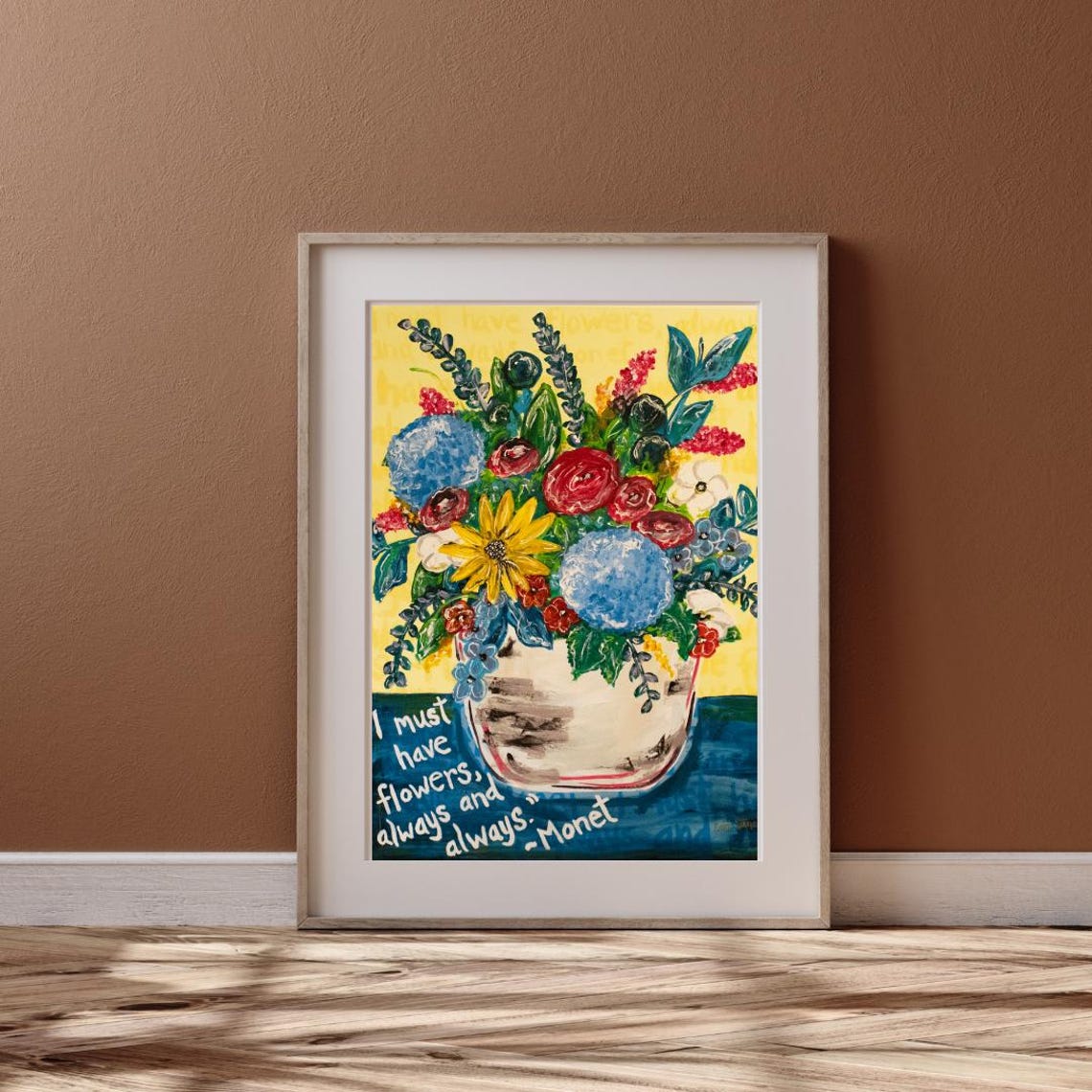 Claude Monet Quote, Floral Printable Wall Art, Digital Acrylic Painting ...