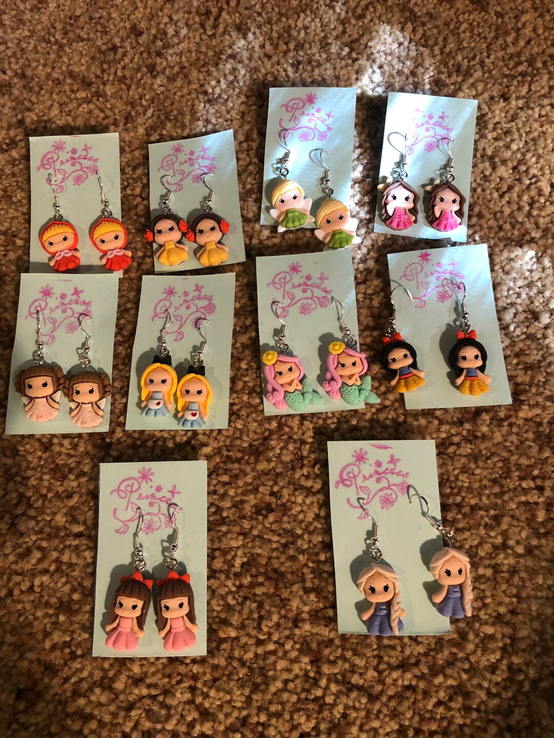 Disney Inspired Princess/character Hook Dangle Earrings No ...