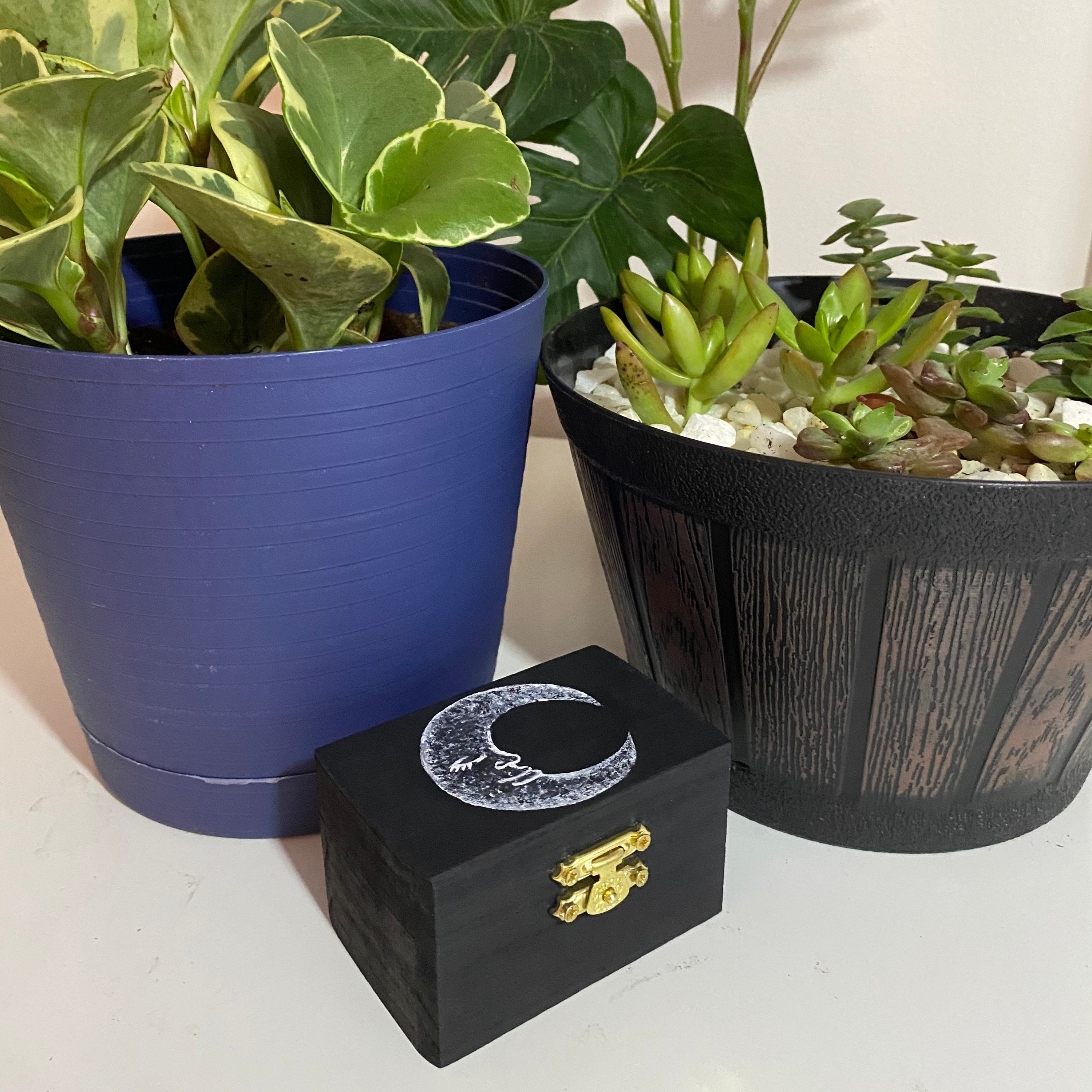 Small Hand Painted Moon Trinket Box - Etsy