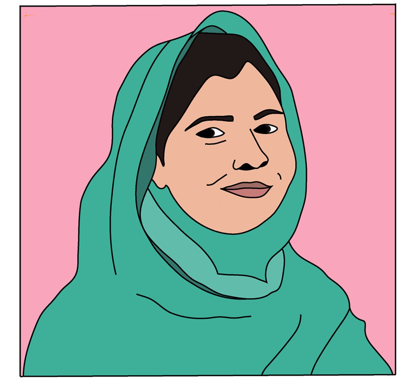 Malala Yousafzai Digital Art Handmade Hand-drawn - Etsy New Zealand