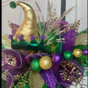 Mardi Gras Wreath Jester's Hat Deco Mesh Wreath Front - Etsy