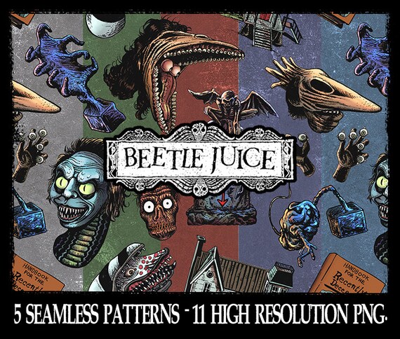 BEETLEJUICE Pattern Fabric Halloween Tim Burton Png - Etsy