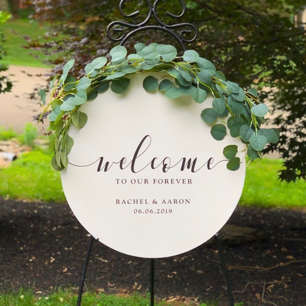 Round Wood Welcome Sign - Etsy