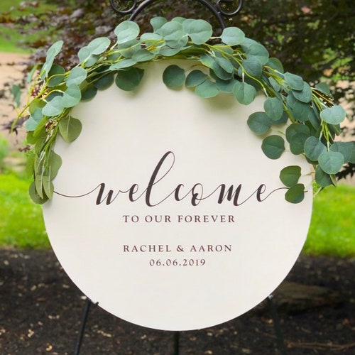 Round Wedding Welcome Sign Custom Wedding Name Circle Sign - Etsy