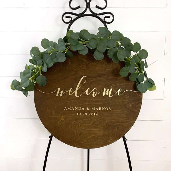 Round Wood Welcome Sign - Etsy