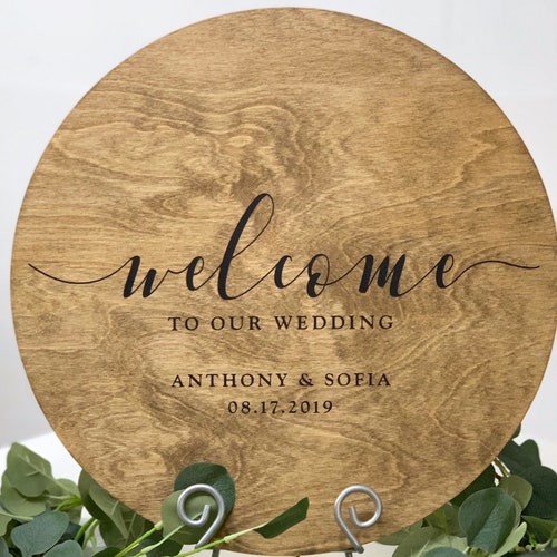 Wedding Welcome Sign Round Custom Wood Wedding Sign Circle - Etsy