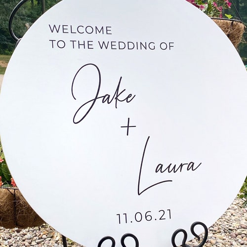 Round Wedding Welcome Sign Custom Wedding Name Circle Sign - Etsy