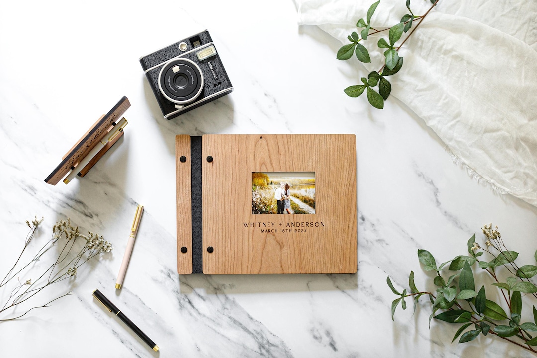 Wooden Wedding Guest Book, Personalized Wedding Guestbook, Photo Guest ...