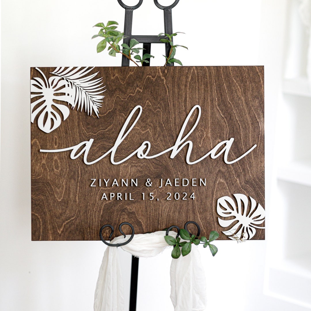 Aloha Wedding Sign, Hawaiian 3D Wood Wedding Sign, Personalized ...