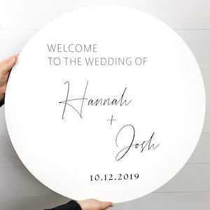 Round Wedding Welcome Sign, Custom Wedding Name Circle Sign, Ceremony ...