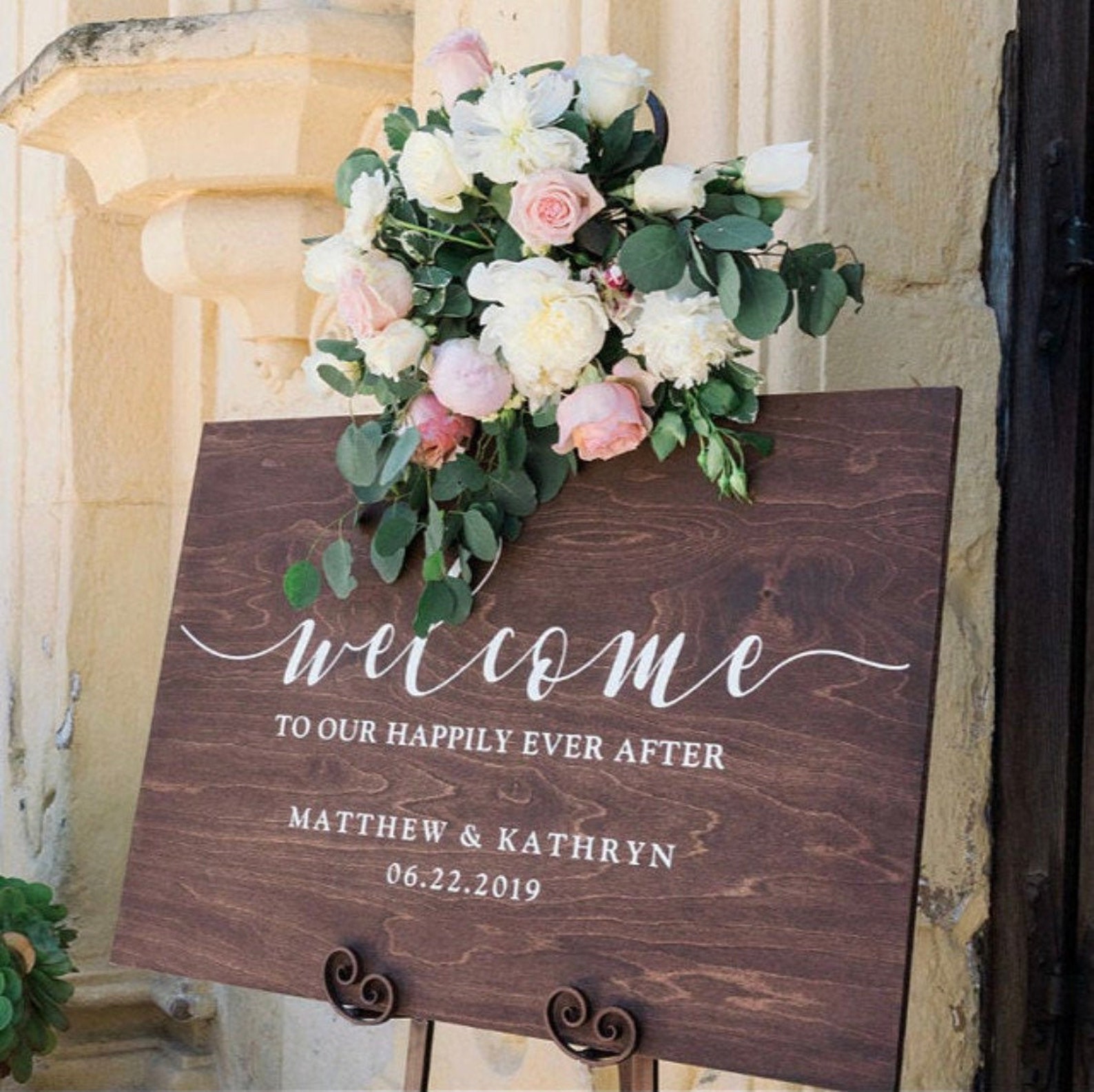 Wedding Welcome Sign - Custom Wood Wedding Sign - Personalized Ceremony ...