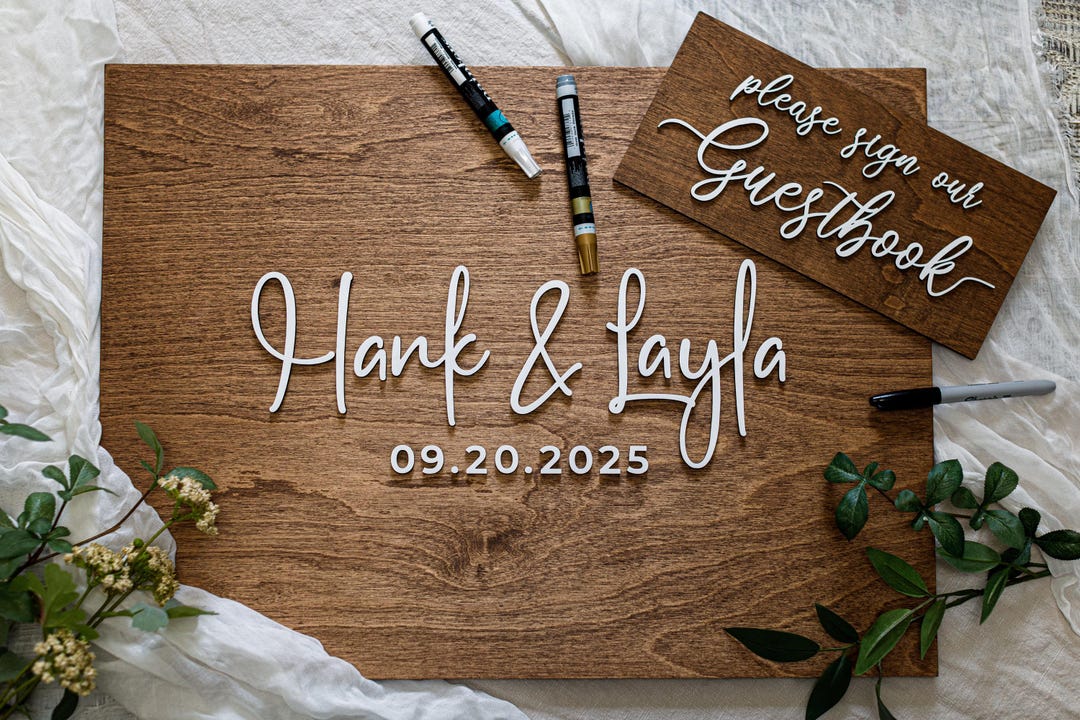 Wedding Guest Book Alternative, Rustic Guest Book Sign, Wooden Guest ...