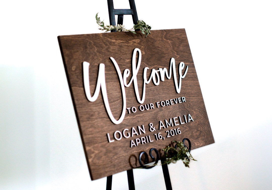 3D Wedding Welcome Sign, 3D Wedding Signage, Custom Wood Wedding Sign ...