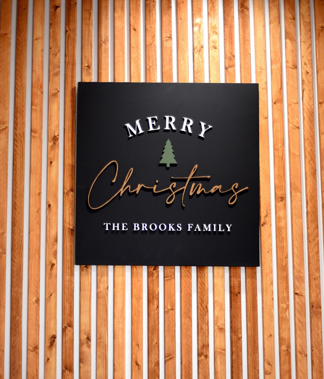 Merry Christmas Family Name Sign, Christmas Sign Gift, Holiday ...
