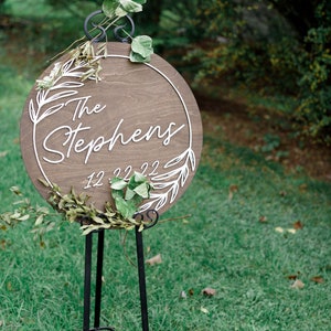 3D Circle Wedding Welcome Sign, Wooden Geometric Circle Wreath Custom ...