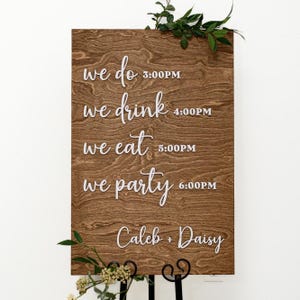 Wedding Timeline Sign, Wooden Wedding Schedule Sign, Order of Events ...