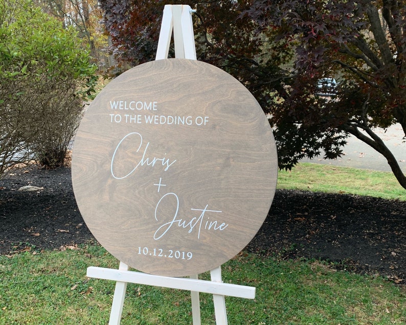 Round Wedding Welcome Sign Custom Wedding Name Circle Sign | Etsy