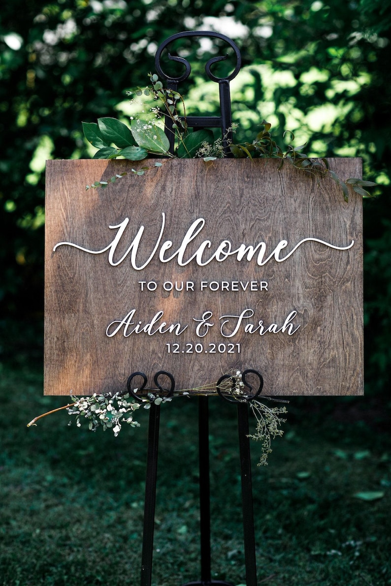 3D Wooden Wedding Welcome Sign – Personalized Minimalist Decor for ...