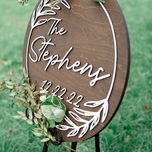 3D Circle Wedding Welcome Sign, Wooden Geometric Circle Wreath Custom ...