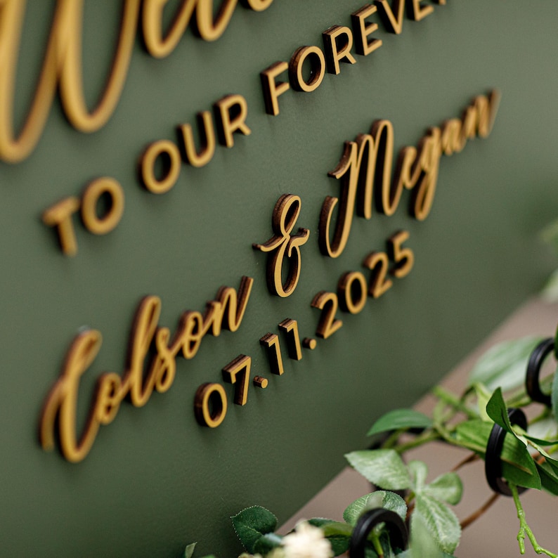 3D Wooden Wedding Welcome Sign – Personalized Minimalist Decor for ...