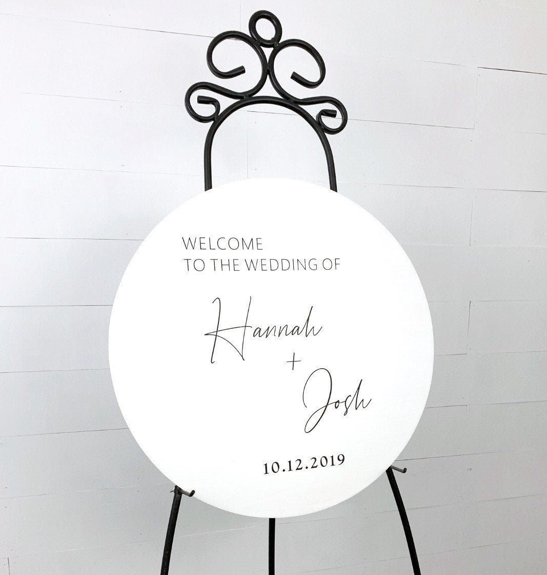 Round Wedding Welcome Sign, Custom Wedding Name Circle Sign, Ceremony ...