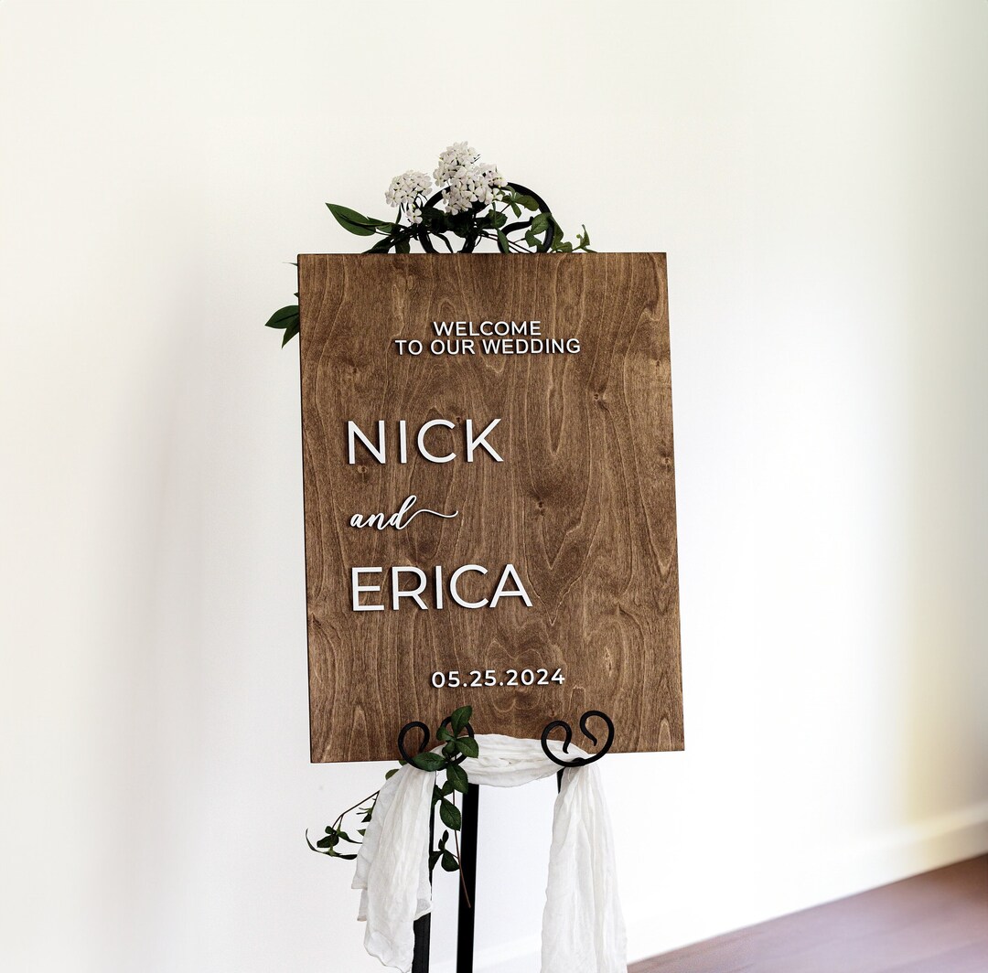 Personalized Welcome Sign, Wedding Welcome Sign, 3D Minimalist Wedding ...
