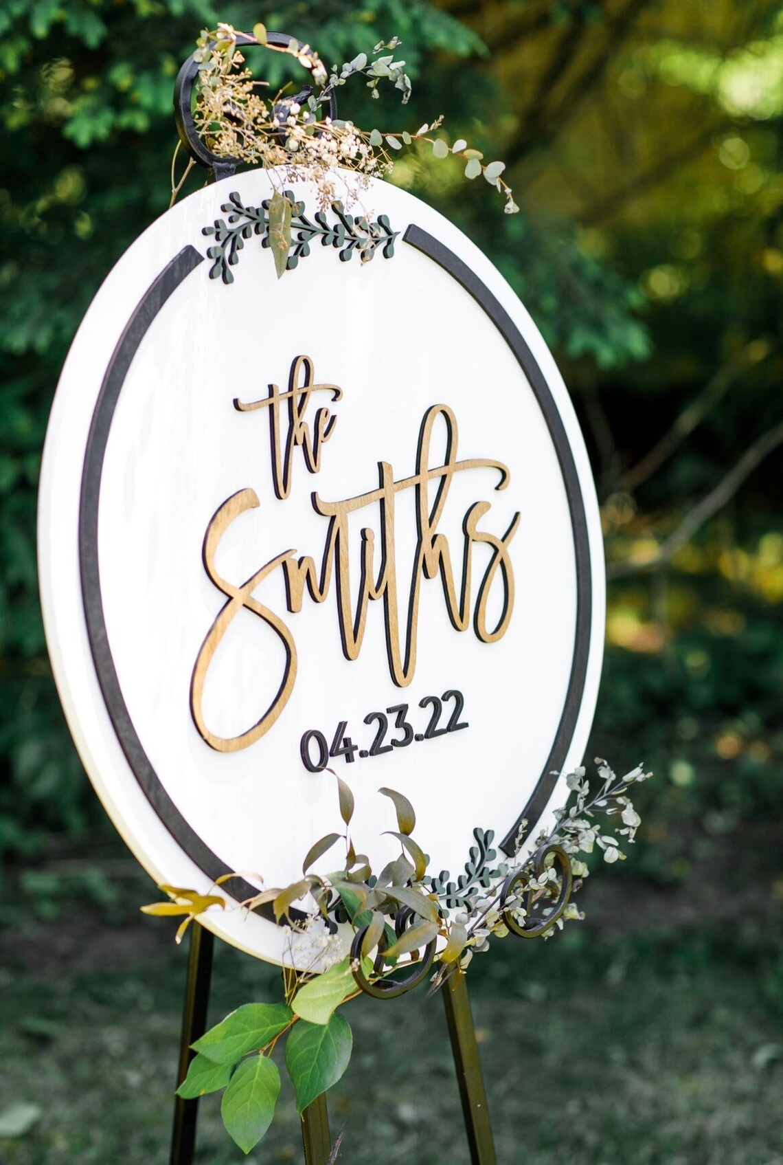 Painted 3D Circle Wedding Welcome Sign Custom Wood Wedding | Etsy