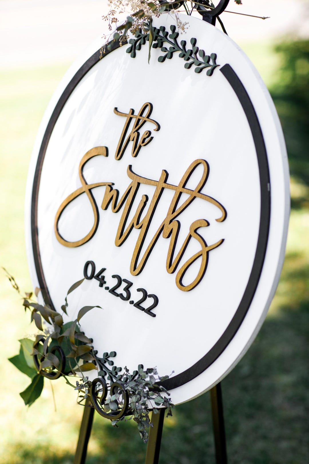 3D Circle Wedding Welcome Sign, Custom Wood Wedding Sign, Round Family ...