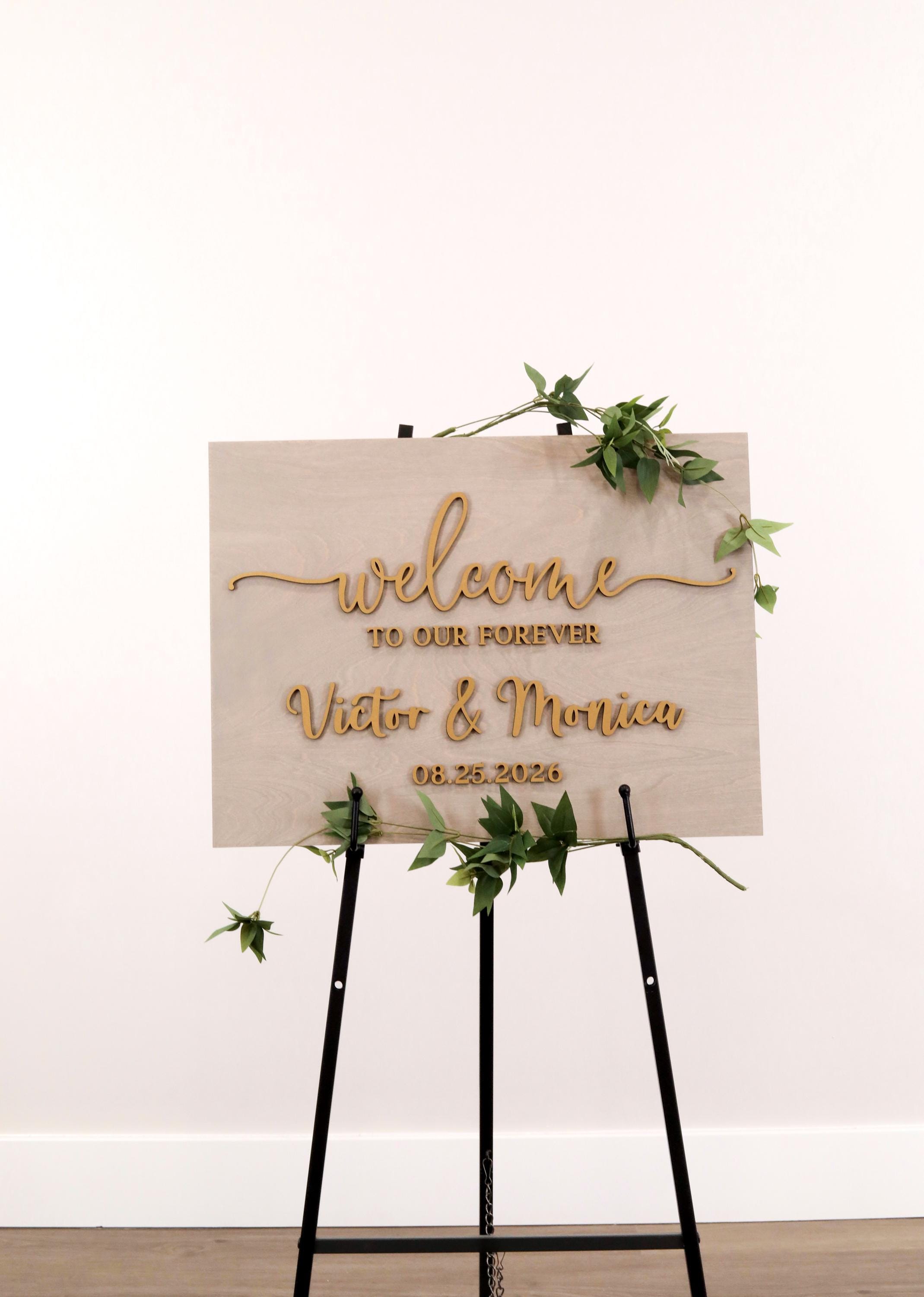 3D Wood Wedding Welcome Sign | Personalized Custom Names & Date - Etsy