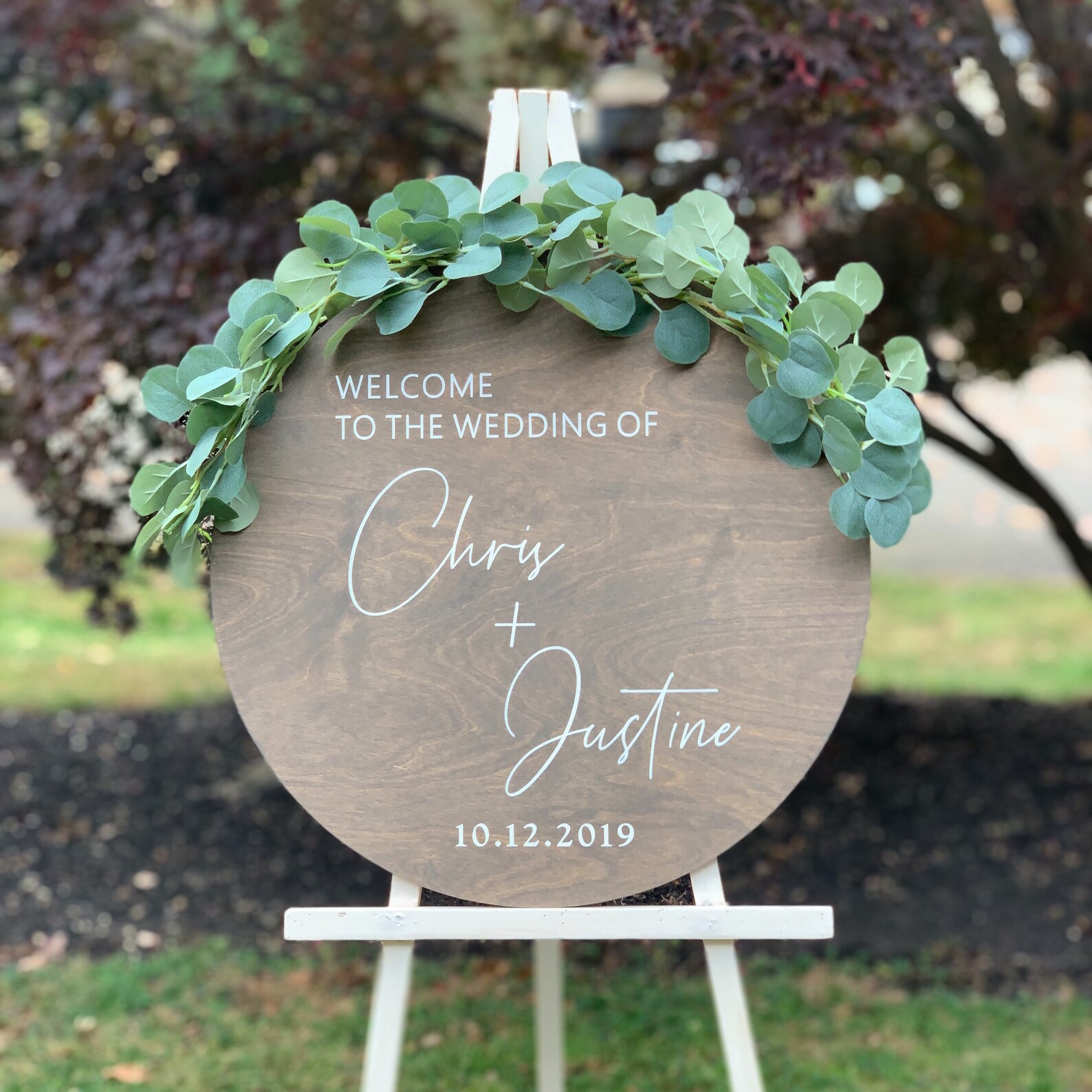 Round Wedding Welcome Sign Custom Wedding Name Circle Sign - Etsy