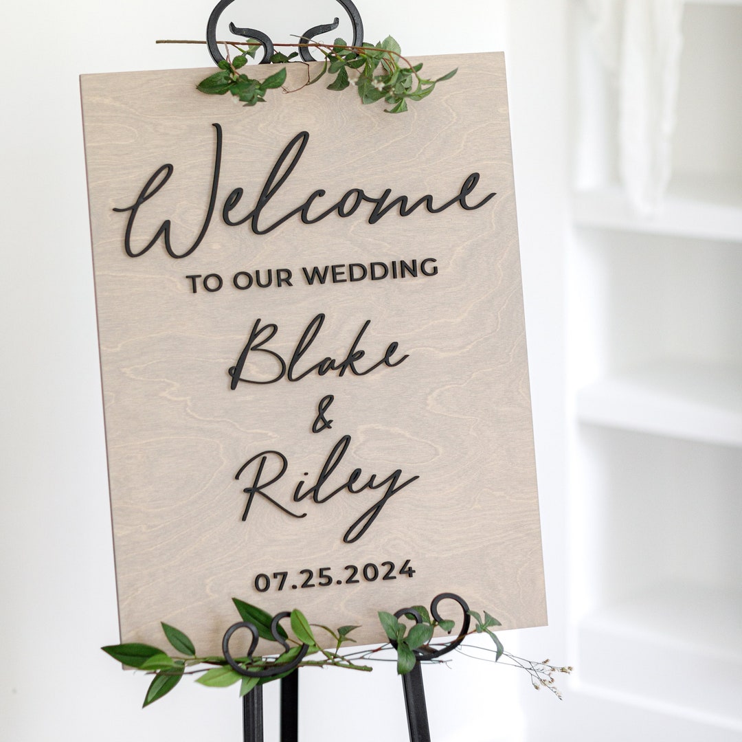 Custom 3D Wood Wedding Sign, Wedding Welcome Sign, Personalized Wedding ...