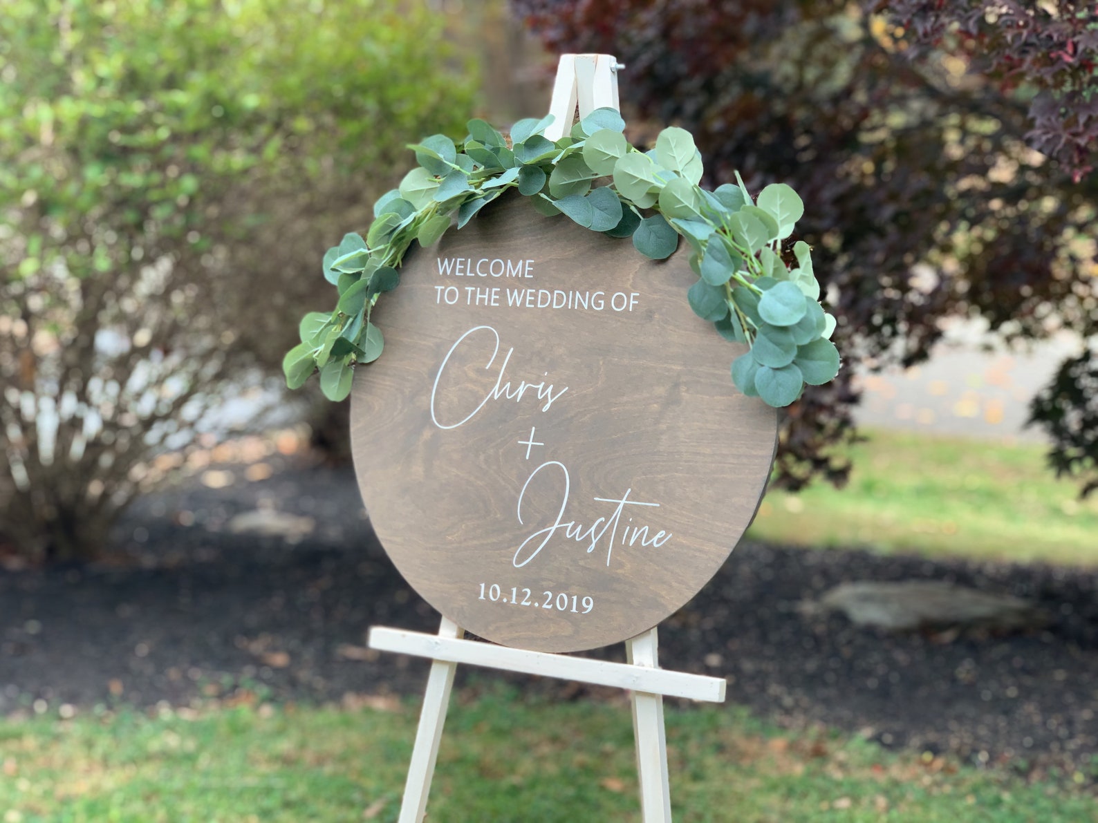 Round Wedding Welcome Sign Custom Wedding Name Circle Sign - Etsy