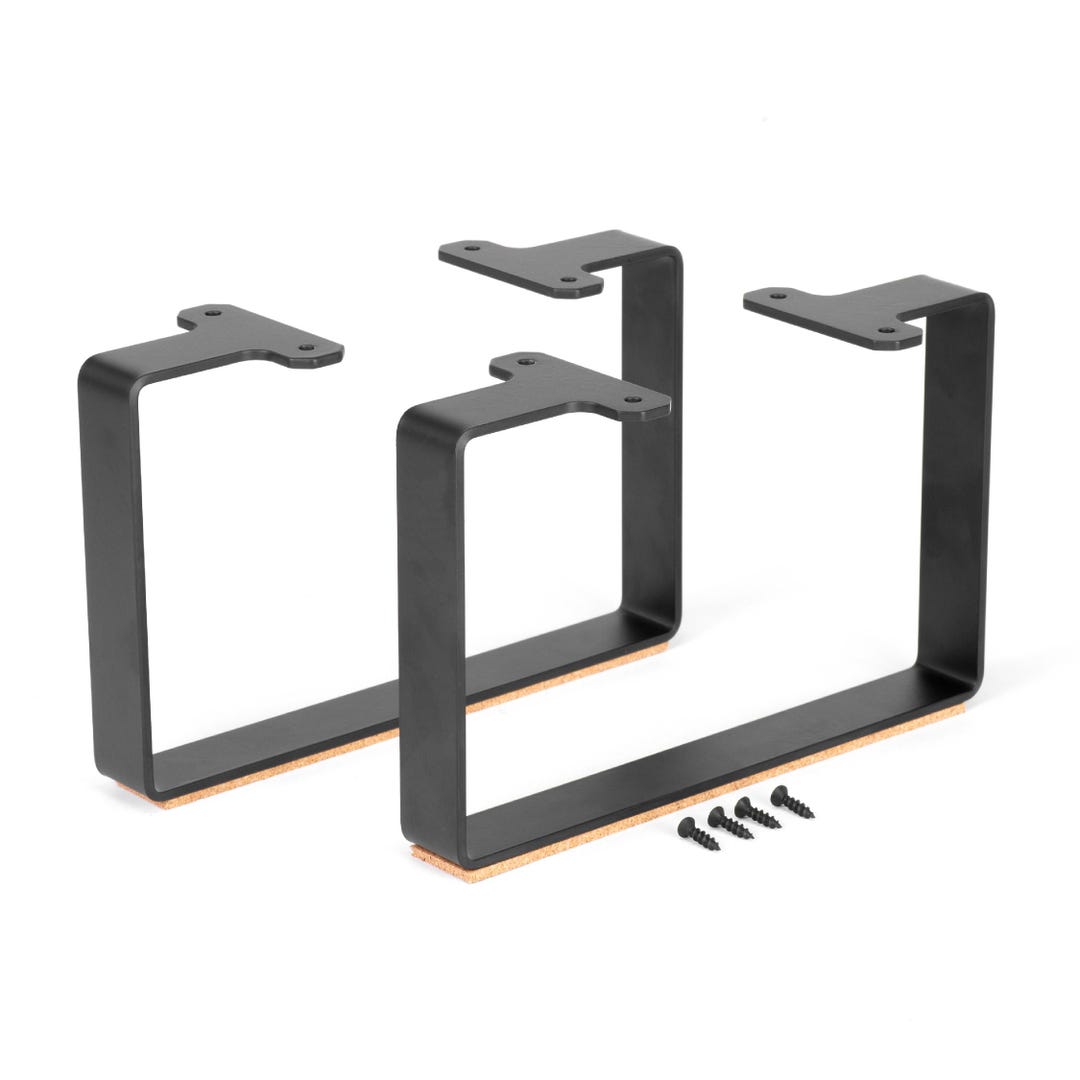 Modern Steel Monitor Stand Legs, Matte Black Powder Coated Desk Shelf ...