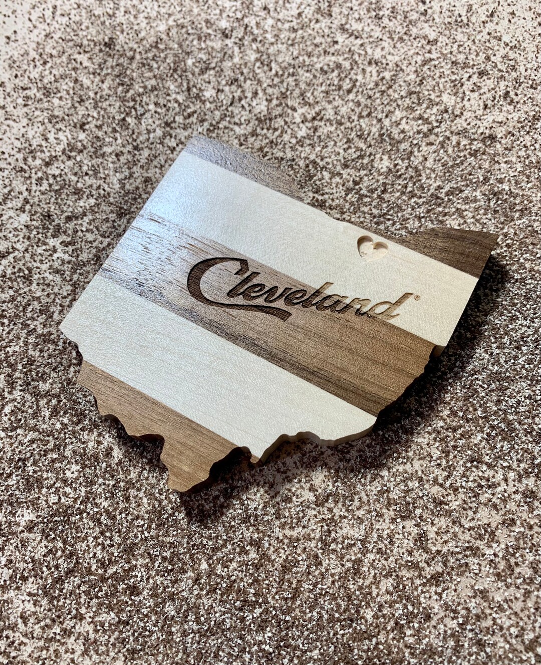Beautiful Wooden Ohio Shaped Coasters, Laminated Walnut Ohio Script ...