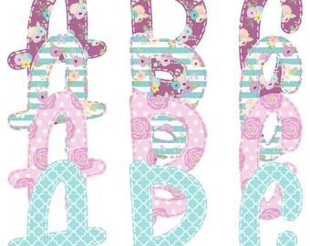 Watercolor PNG Flower Faux Applique Alphapack Alphabet Font | Etsy