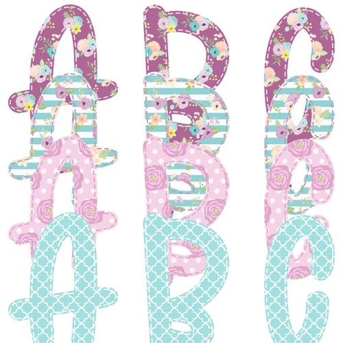 Watercolor PNG Faux Applique Alphapack Alphabet Font Download - Etsy