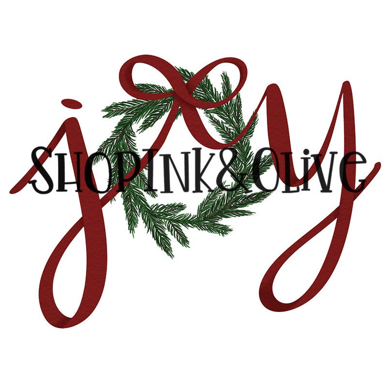 Watercolor PNG Christmas Joy Wreath Word Art Digital Download - Etsy